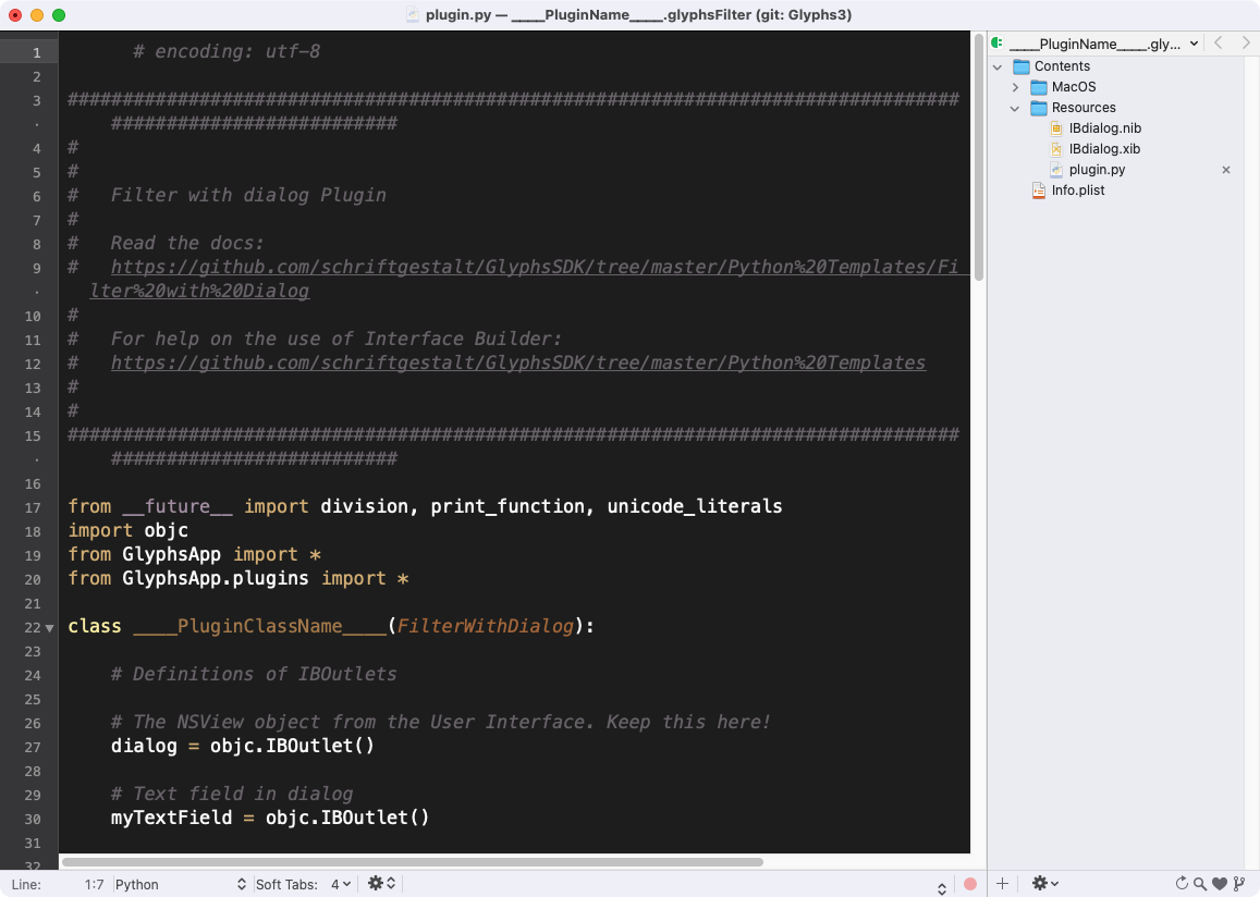 Writing plug-ins | Glyphs